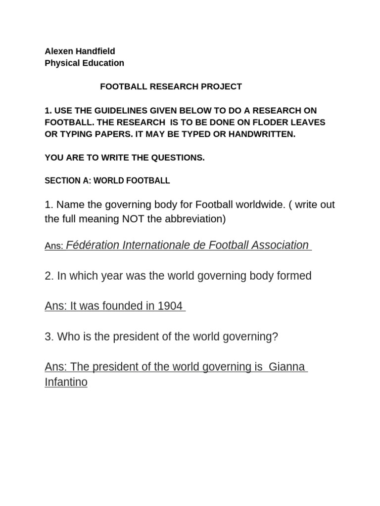 Football Research Project | PDF | Association Football | International ...