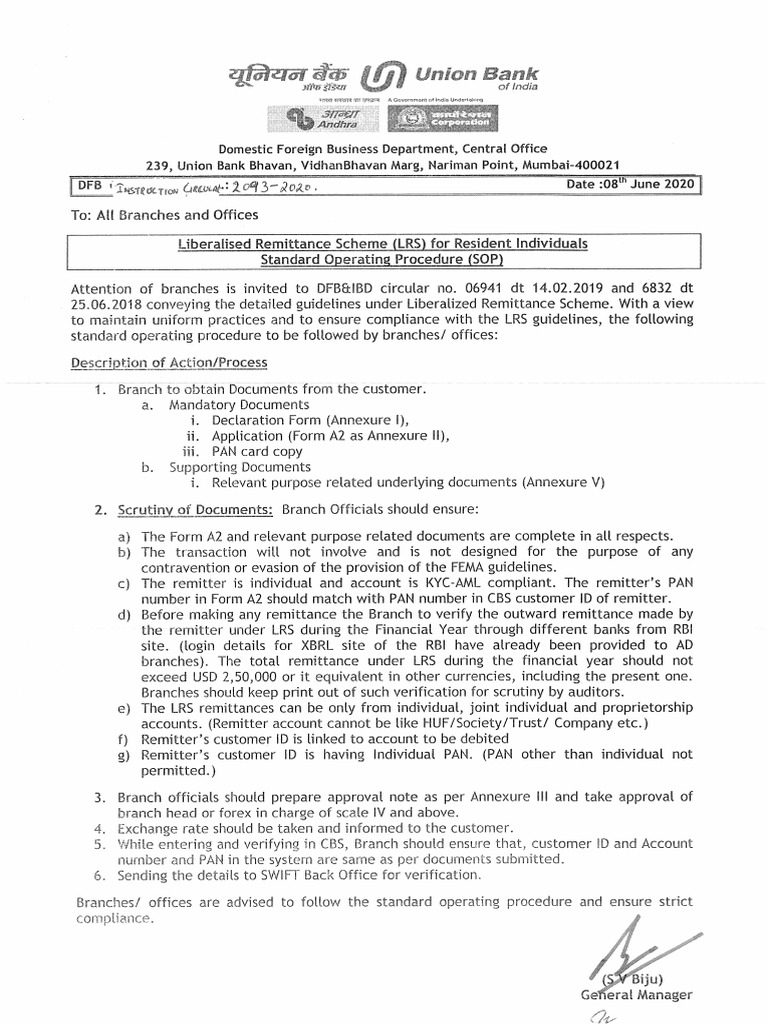 Lrs Form Union Bank | PDF