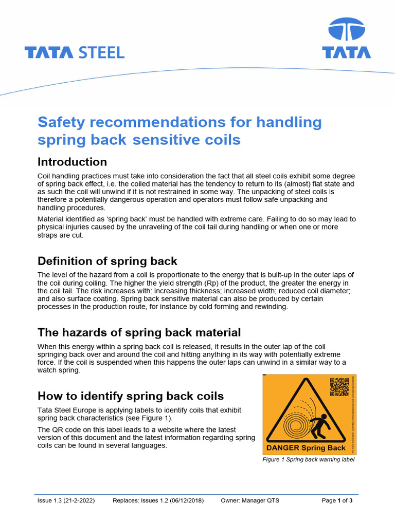Tata - Safety Recommendations For Handling Springback Coils | PDF