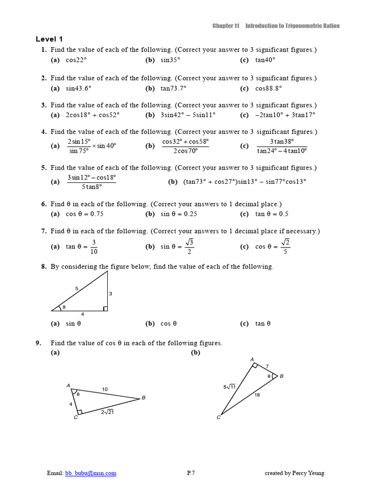 s2 CH 11 Introduction To Trigonometric Ratios Q | PDF | Chess Theory ...