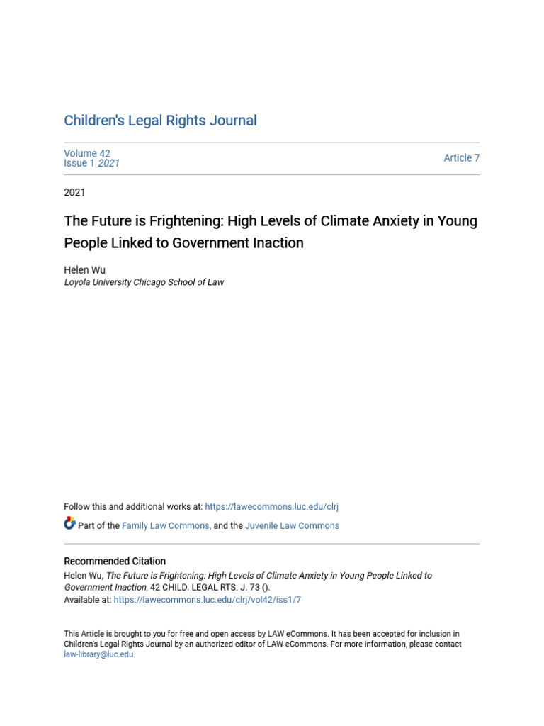 The Future Is Frightening - High Levels of Climate Anxiety in Youn ...