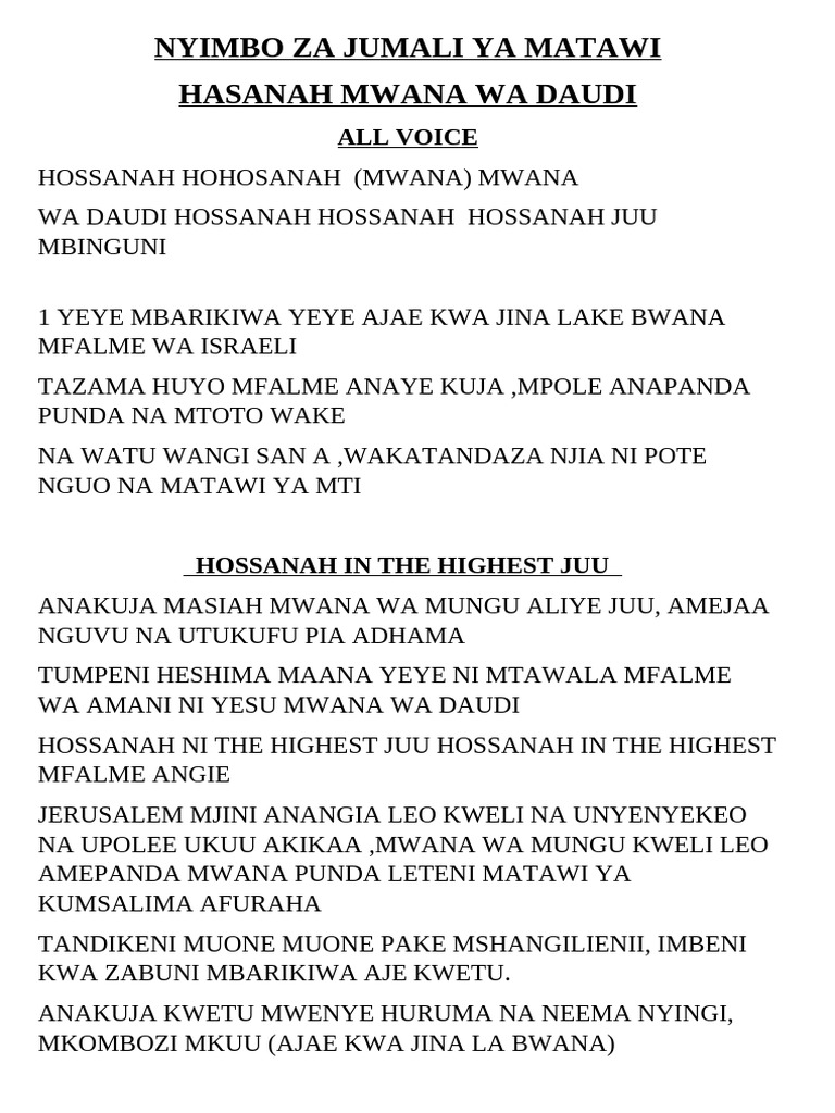 Nyimbo Za Jumali Ya Matawi | PDF