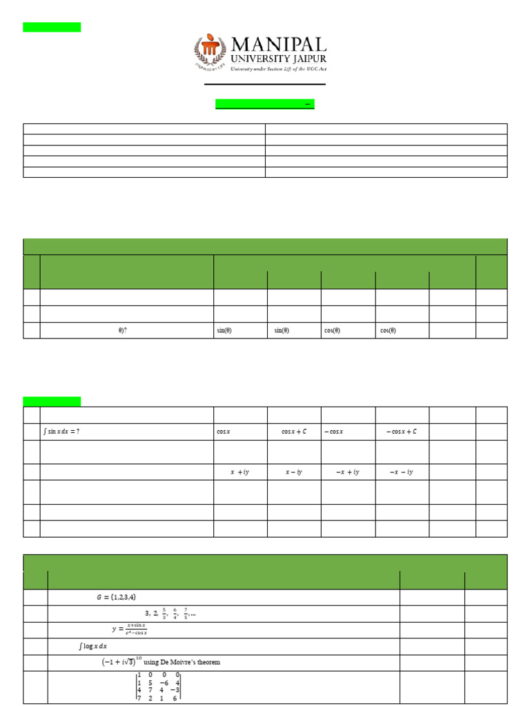 DCA1103 BM MoD Set 1 Dr. Meenakshi Shivhare | PDF | Matrix (Mathematics) | Mathematical Concepts