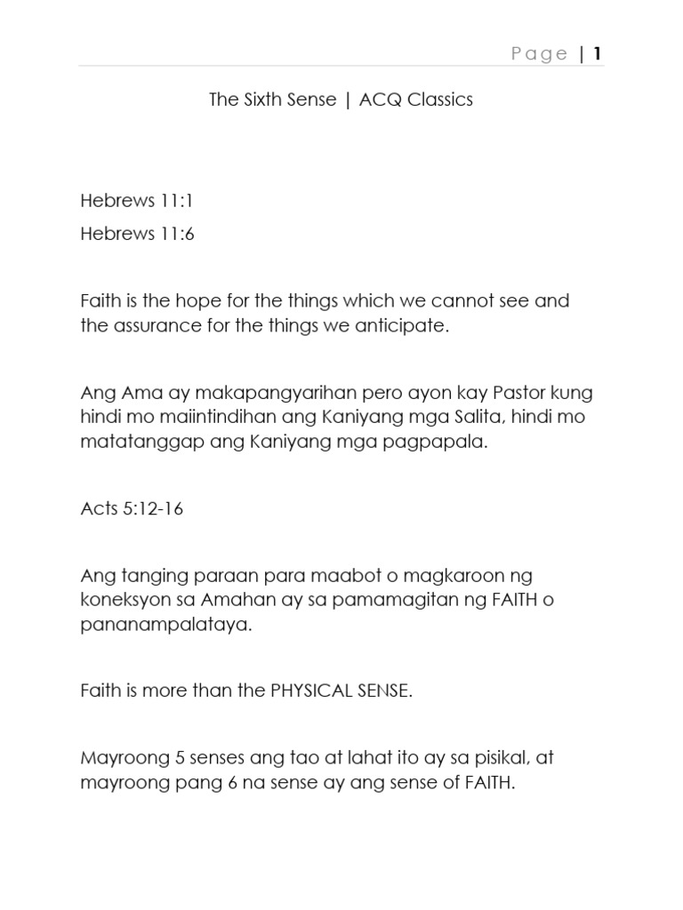 The Sixth Sense - ACQ Classics | PDF