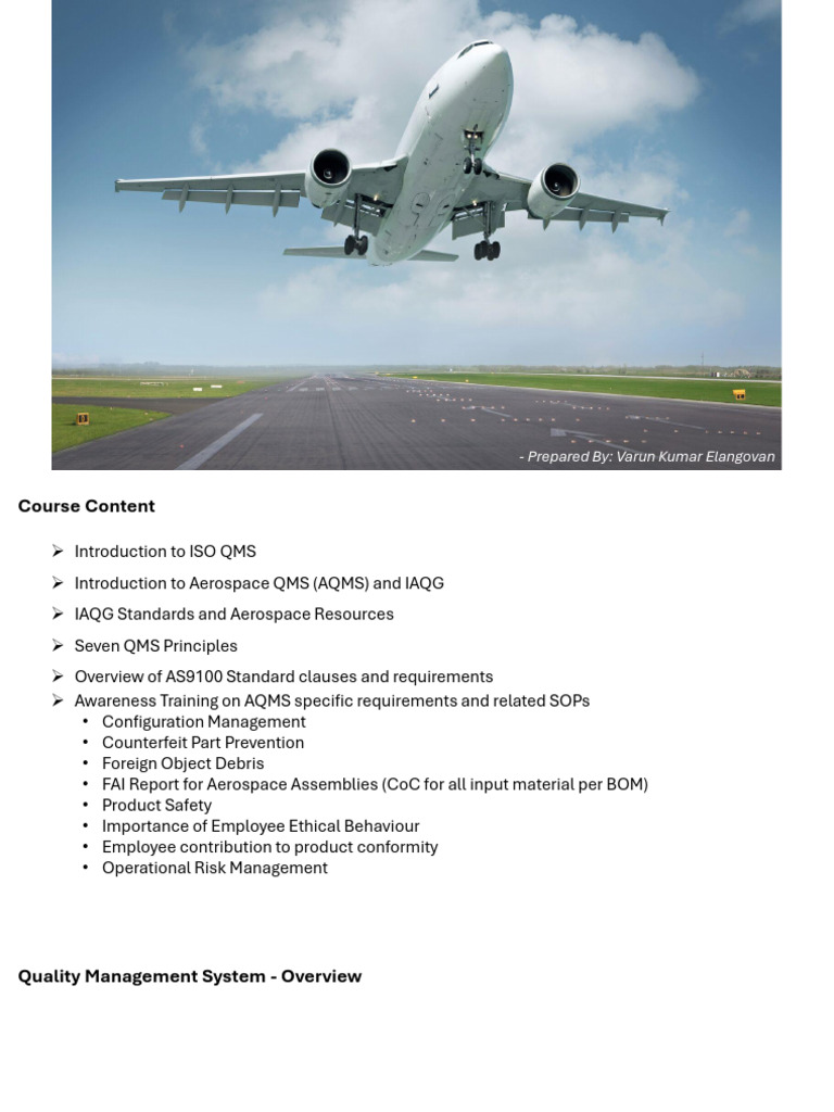 AS9100-D Aerospace QMS Training Overview | PDF | Quality Management ...