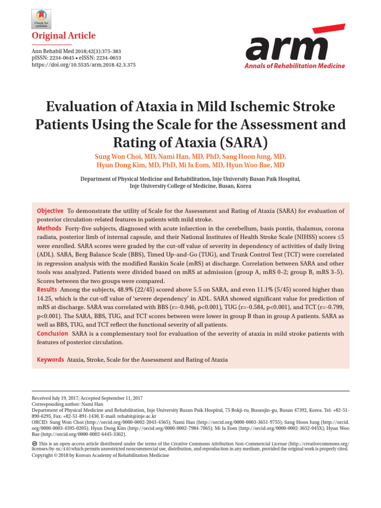 J4 REK DR MA Evaluation of Ataxia in Mild Ischemic Stroke Patients ...