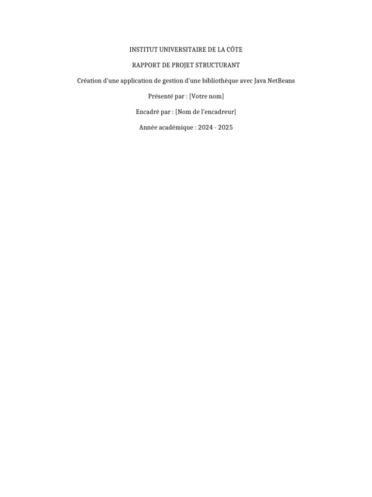 Rapport_Complet_Gestion_Bibliotheque_Detaille_Part1 | PDF | Java (Langage de programmation ...