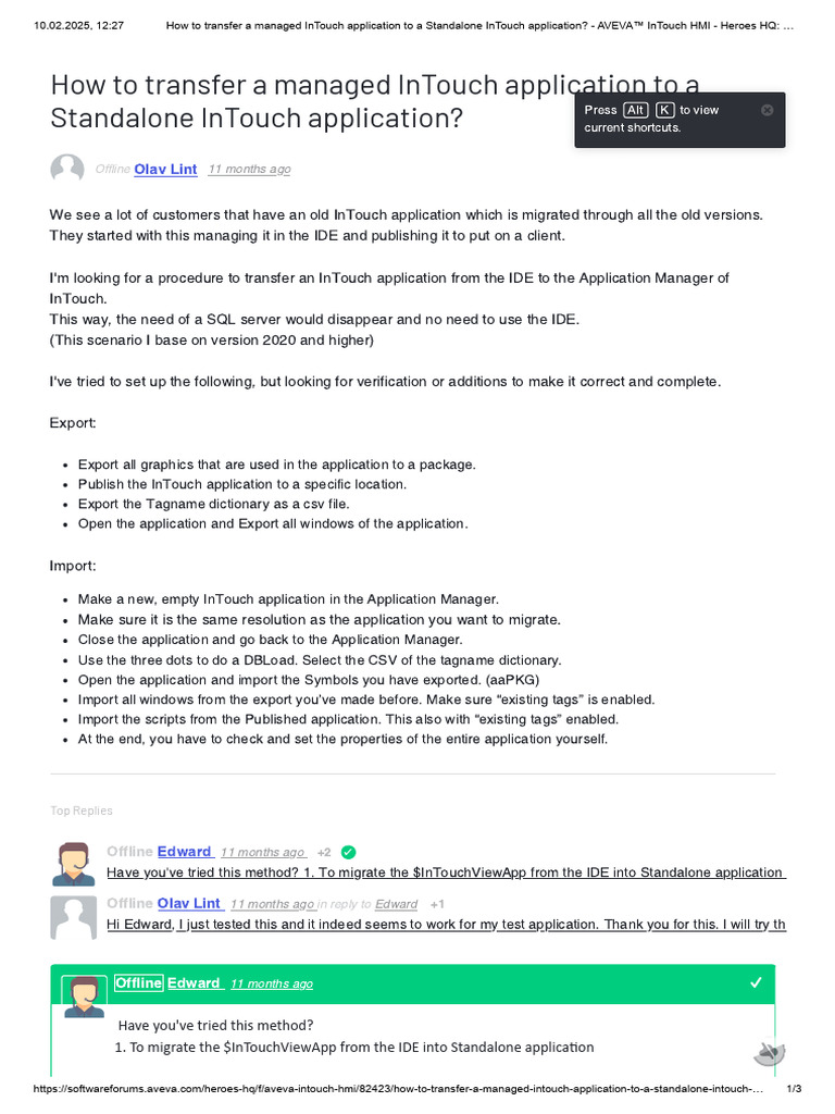 How To Transfer A Managed InTouch Application To A Standalone InTouch Application | PDF ...