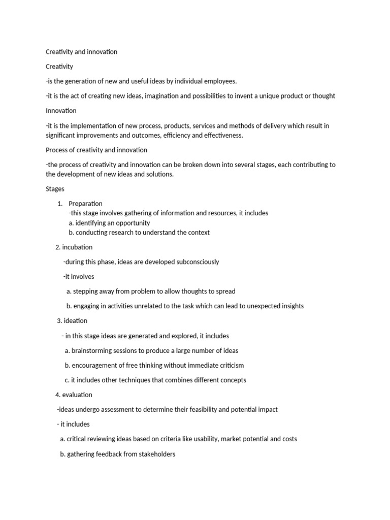 Creativity and Innovation | PDF | Creativity | Innovation