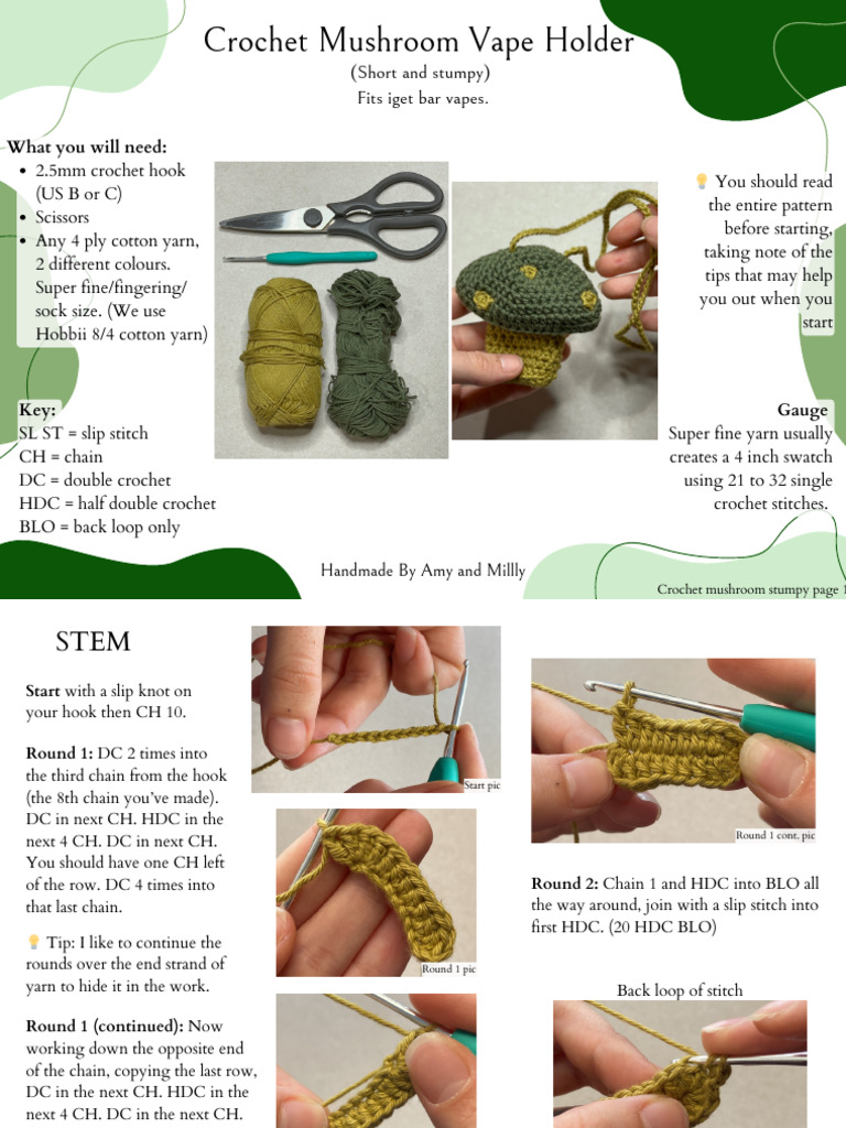 Crochet Mushroom Vape Holder Pattern | PDF | Crochet | Figured Fabrics