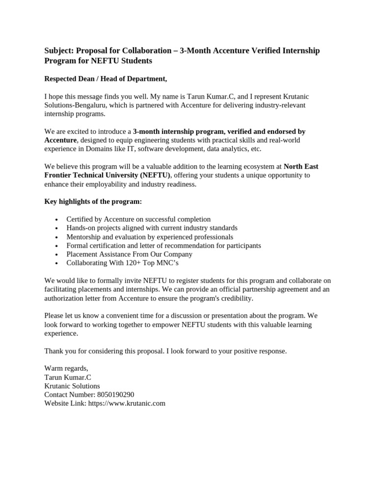 Accenture Verified Internship Proposal | PDF