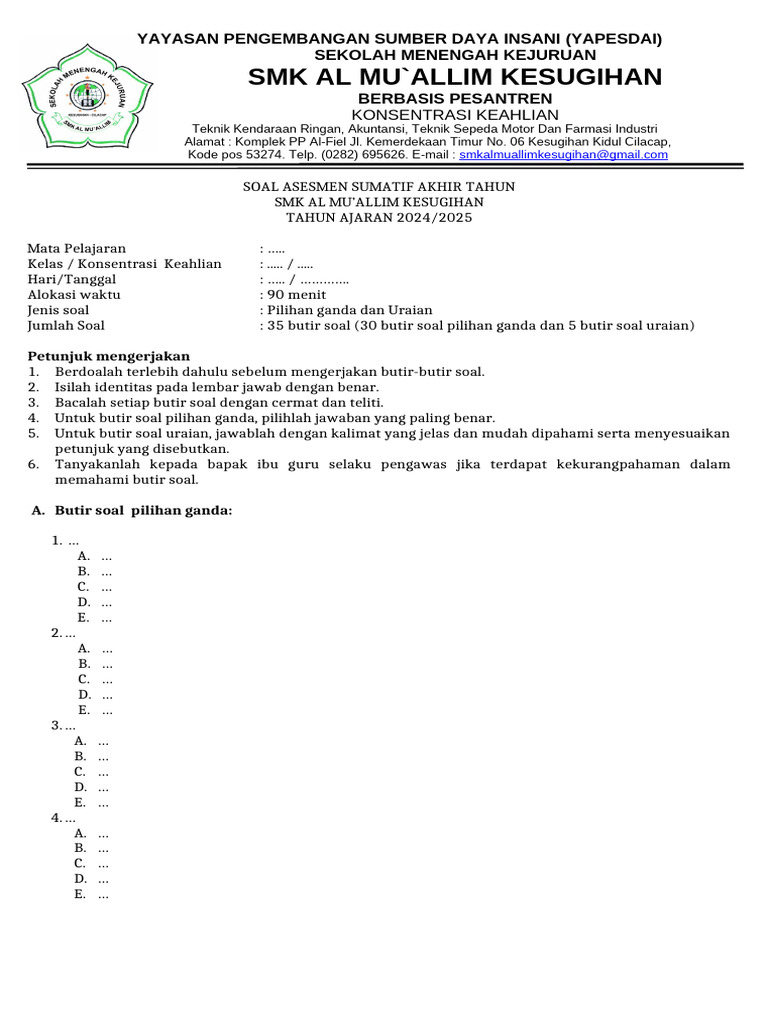Soal Kunci Asat | PDF