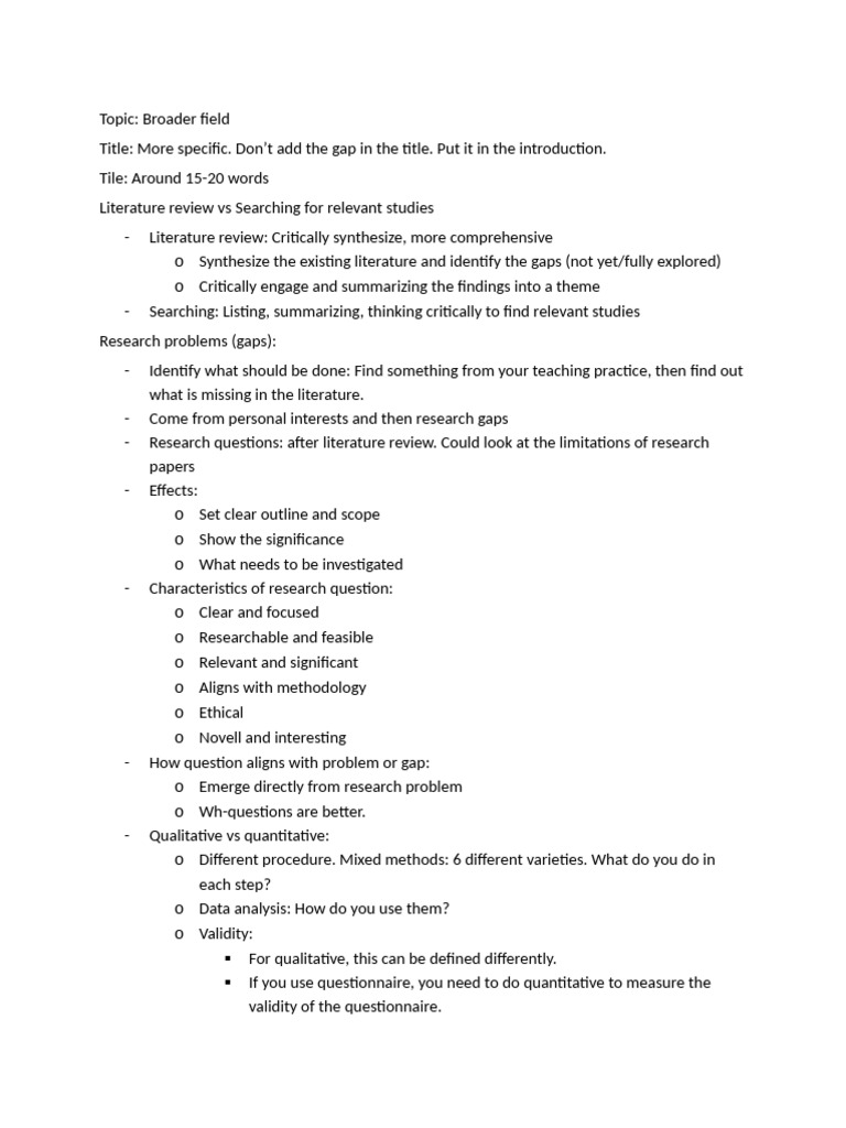 Research Topic, Title, and Question | PDF | Methodology | Procedural Knowledge