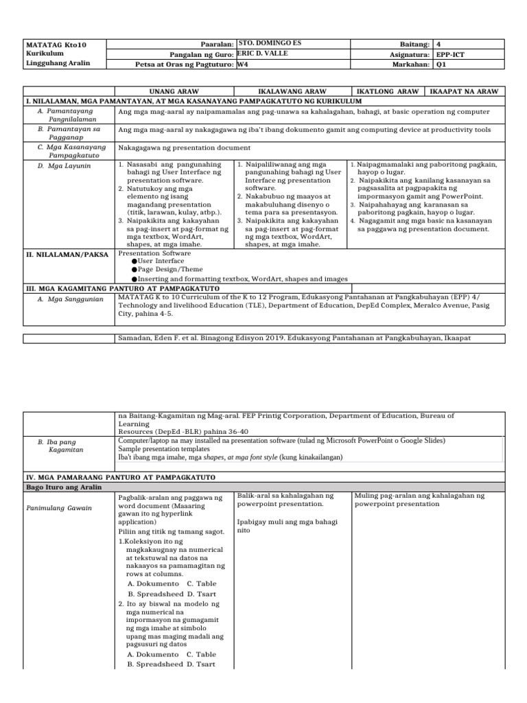LE - EPP - ICT 4 - Q1 - Week4 - FINAL | PDF
