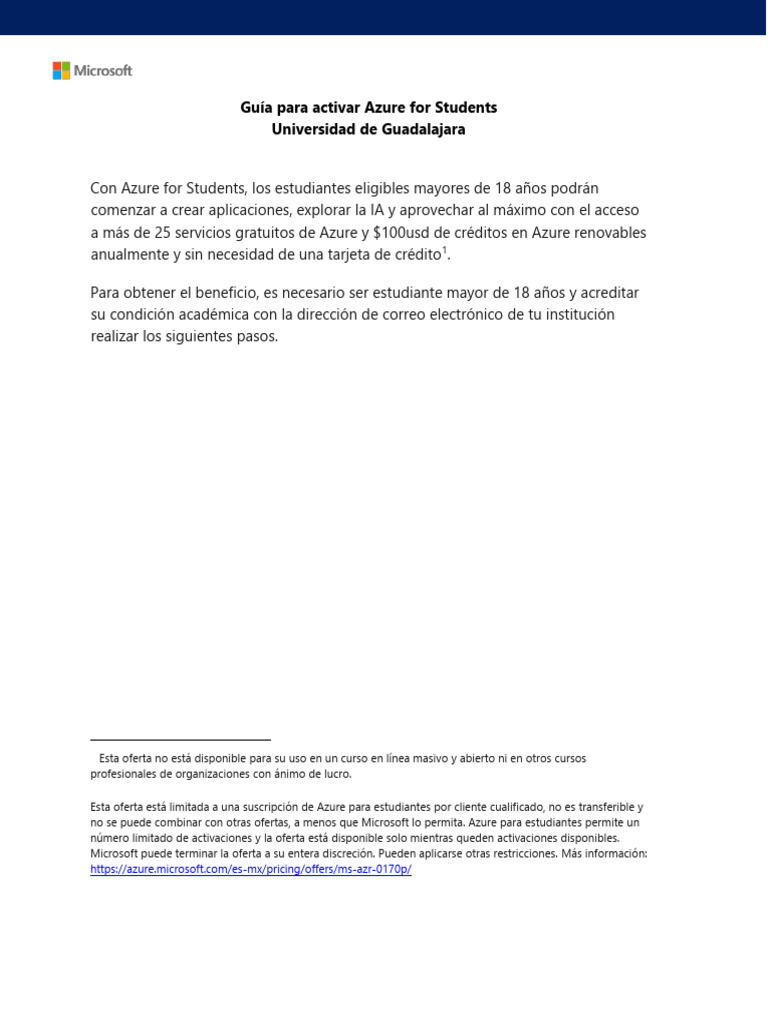 Guia Azure For Students Udg | PDF | Informática
