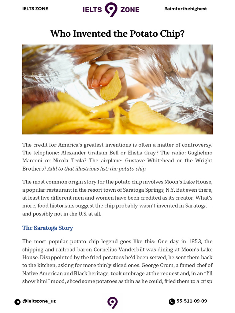 Who Invented The Potato Chip | PDF | Foods | Cuisine