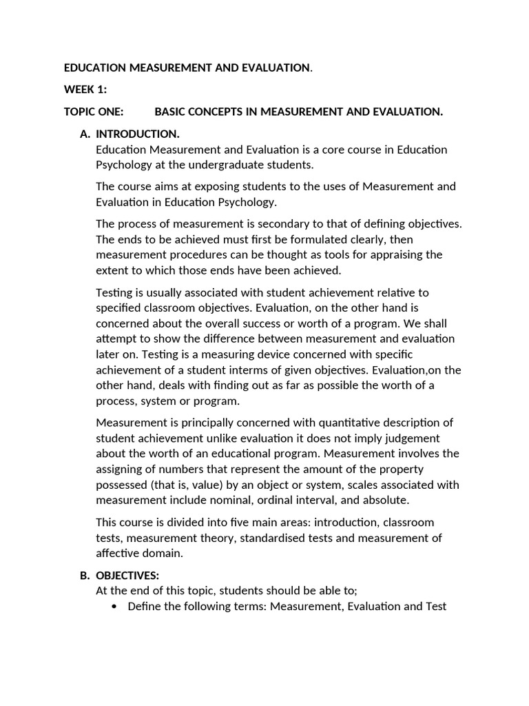 Education Measurement and Evaluation Basics | PDF | Evaluation | Teachers