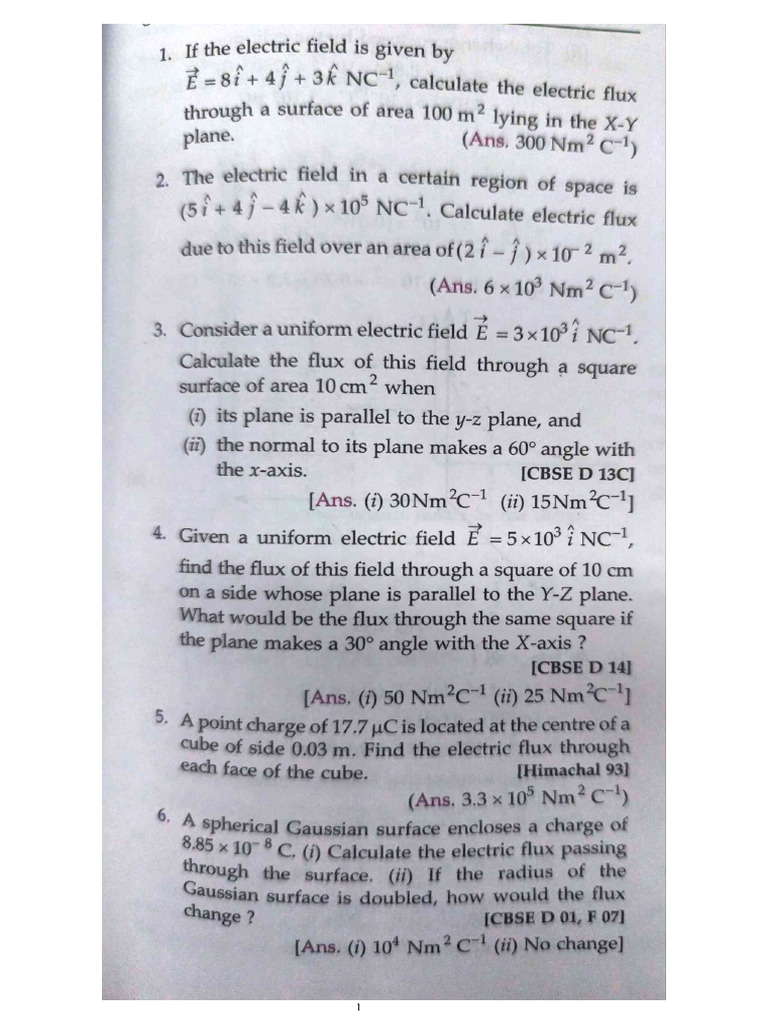 Worksheet - Chapter 1-Electric Charges and Field | PDF