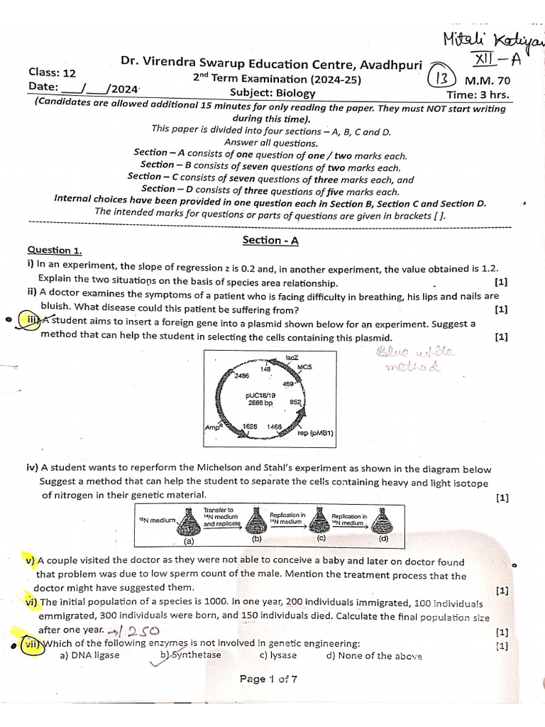 Bio Question Papers | PDF