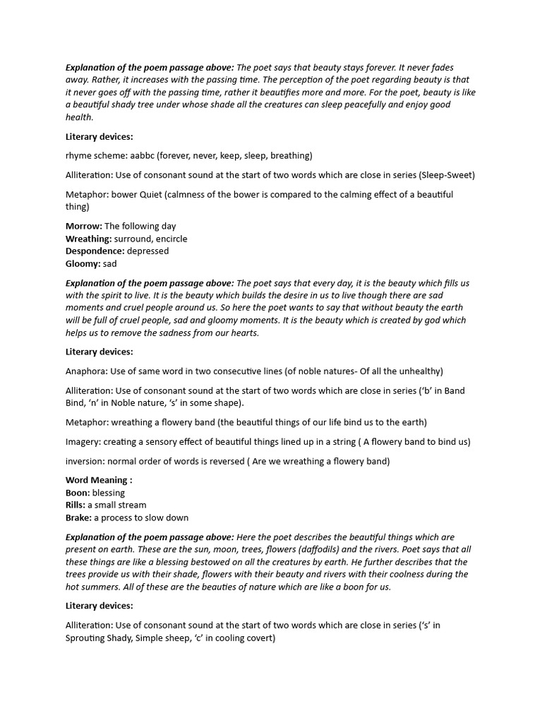 Meaning and Analysis of Poetic Beauty | PDF | Poetry | Rhyme