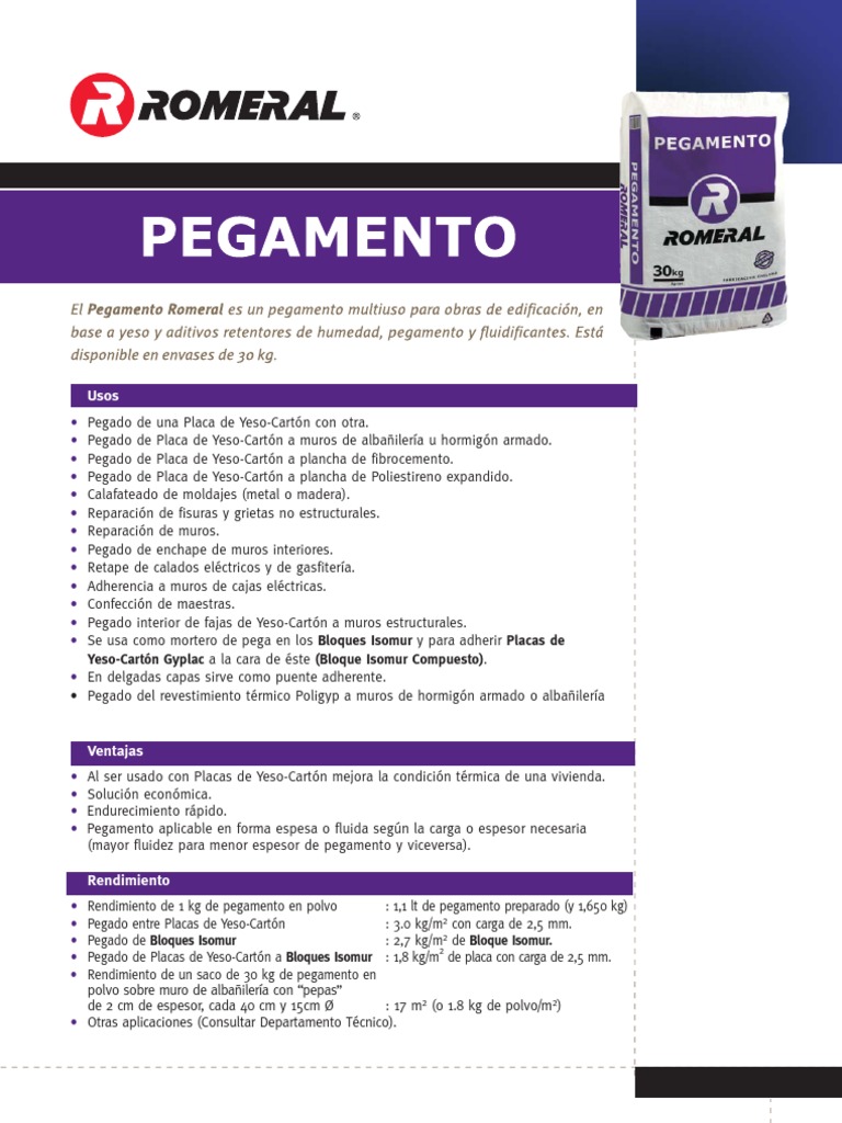 Ficha Tecnica Pegamento | PDF | Agua | Hormigón