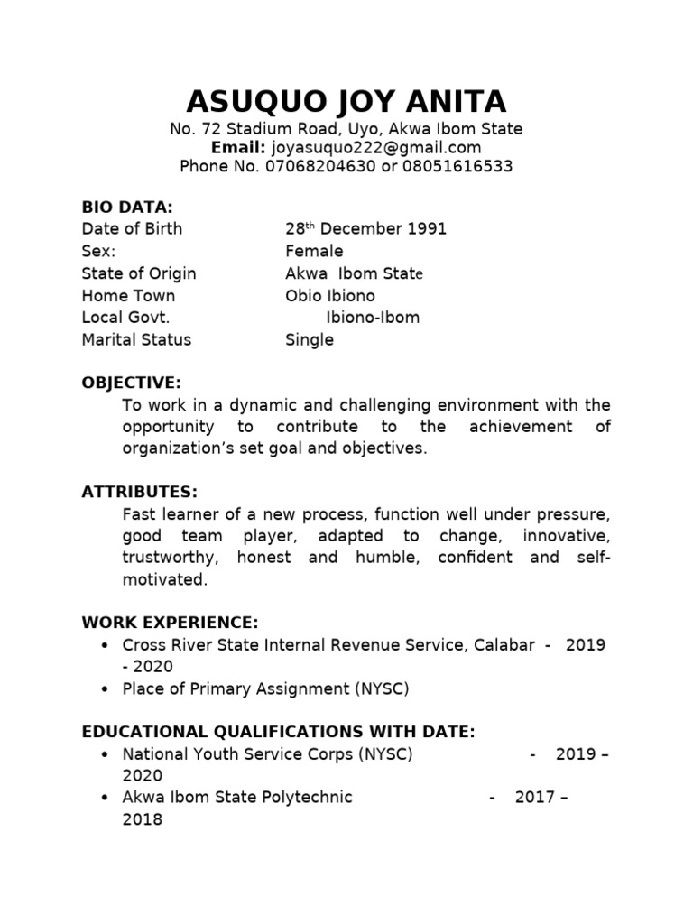 Joy Anita CV | PDF