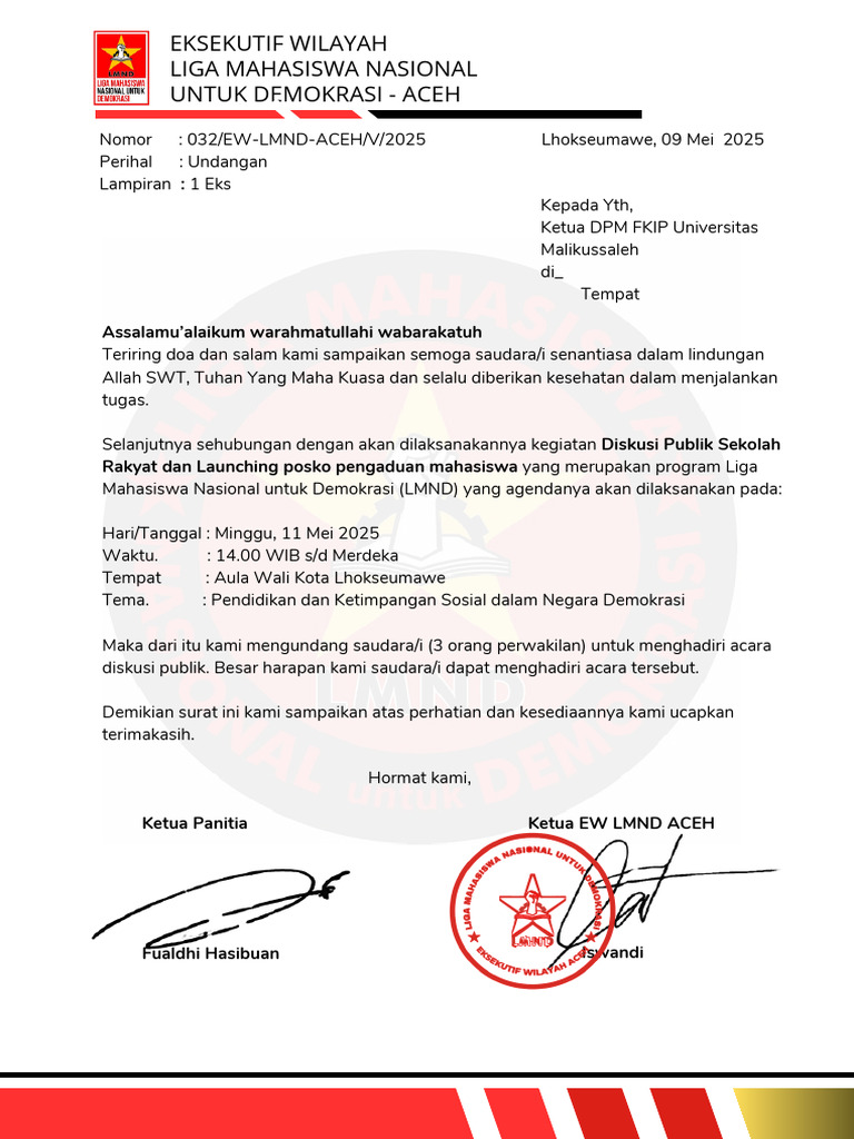 Surat Undangan DPM FKIP | PDF