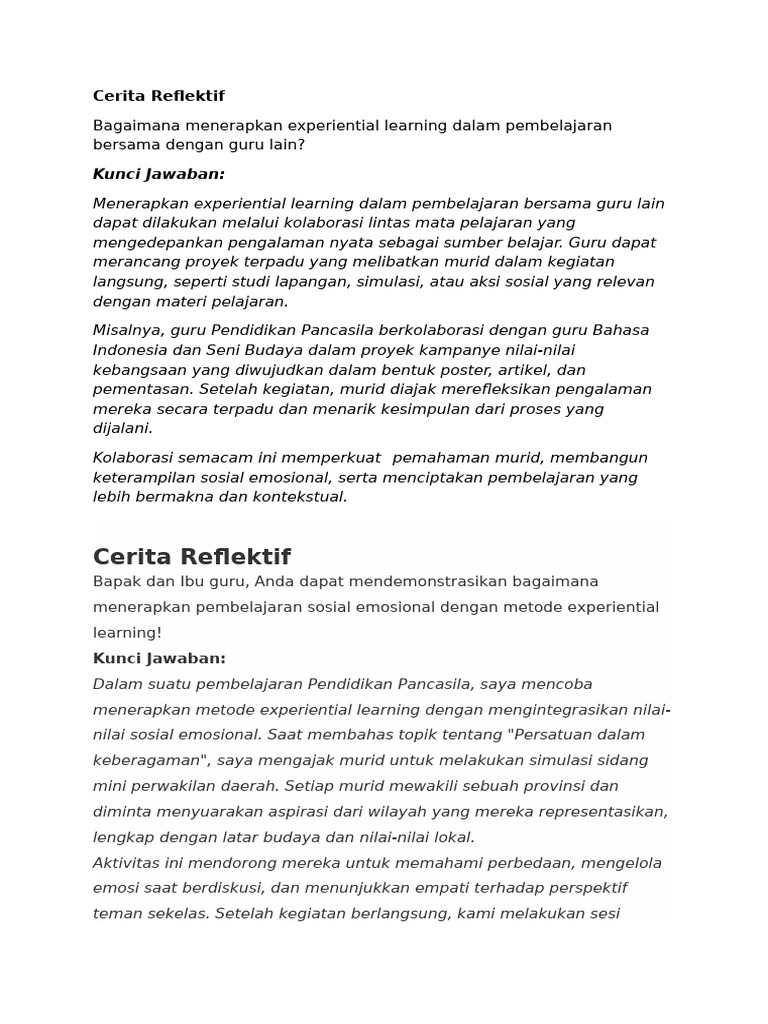 Cerita Refleksi Modul 2 Topik 1 - 5 | PDF