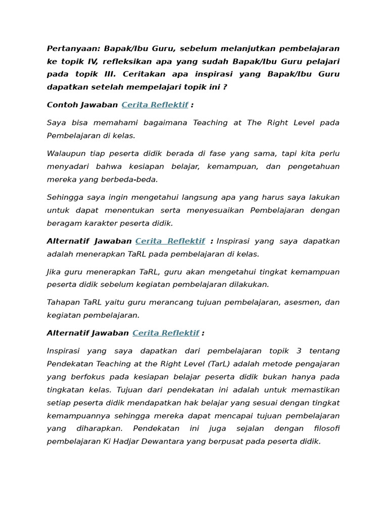 Cerita Refleksi Modul I Topik 3 | PDF