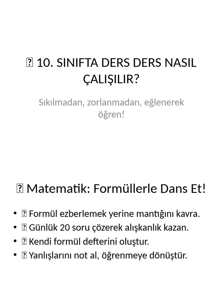 10 Sinif Ders Calisma Sunumu | PDF