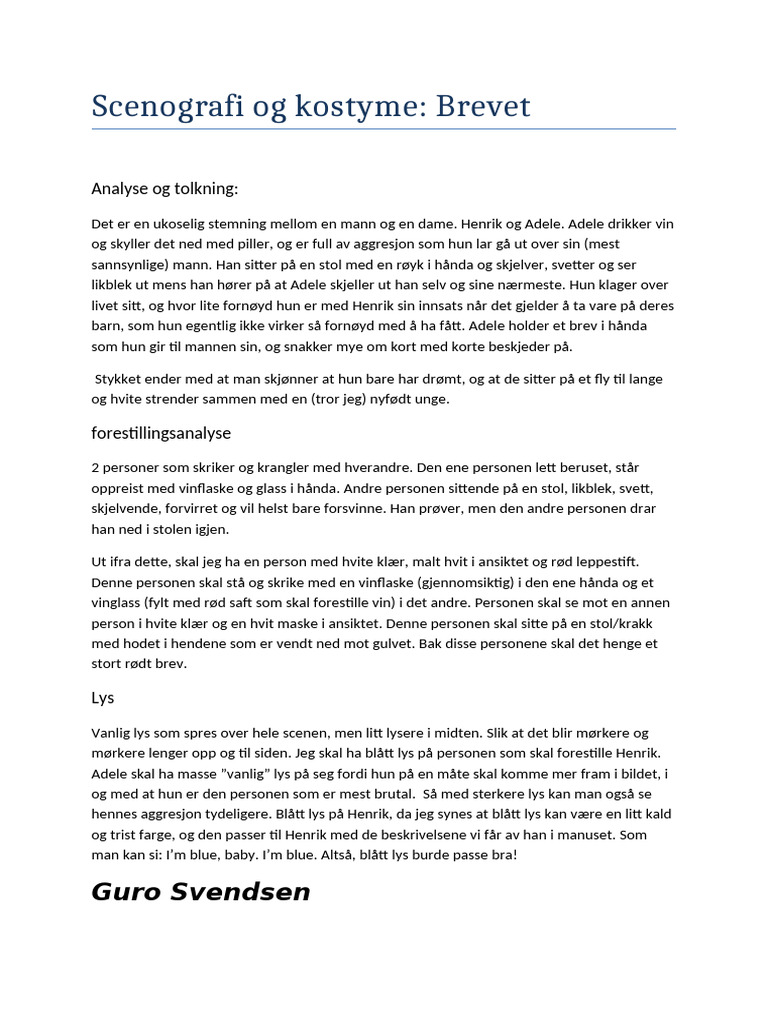 Scenografi Og Kostyme | PDF