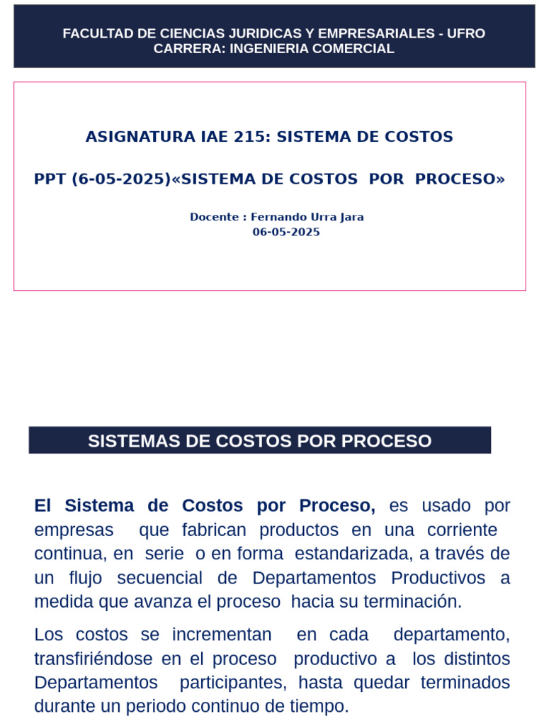 (06-05-2025) Sistema Costos Por Proceso | PDF | Fábrica | Comercio