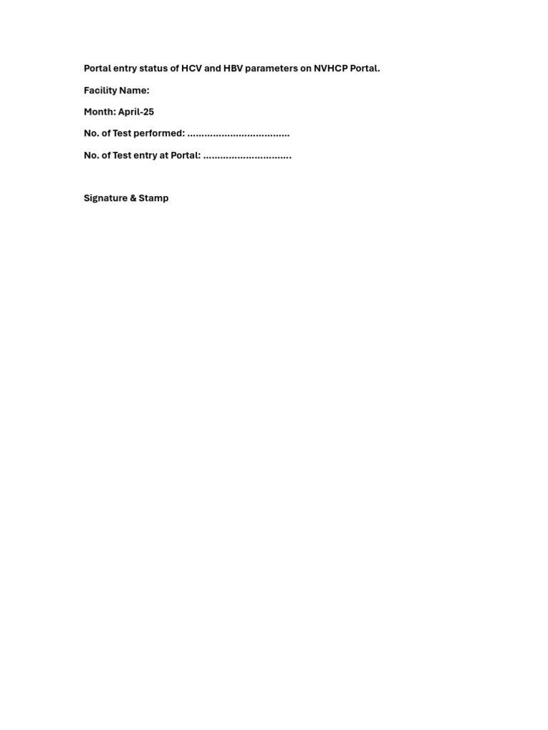 NVHCP Portal Test Entry Status | PDF