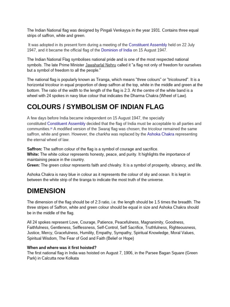 The Indian National Flag | PDF | Flag | Symbols