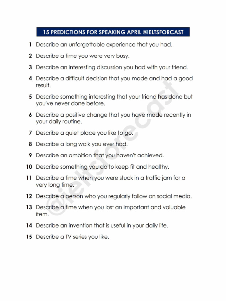 15 Speking Predictions | PDF
