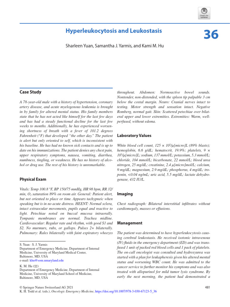 Hyperleukocytosis and Leukostasis Case Study | PDF | Diseases And ...