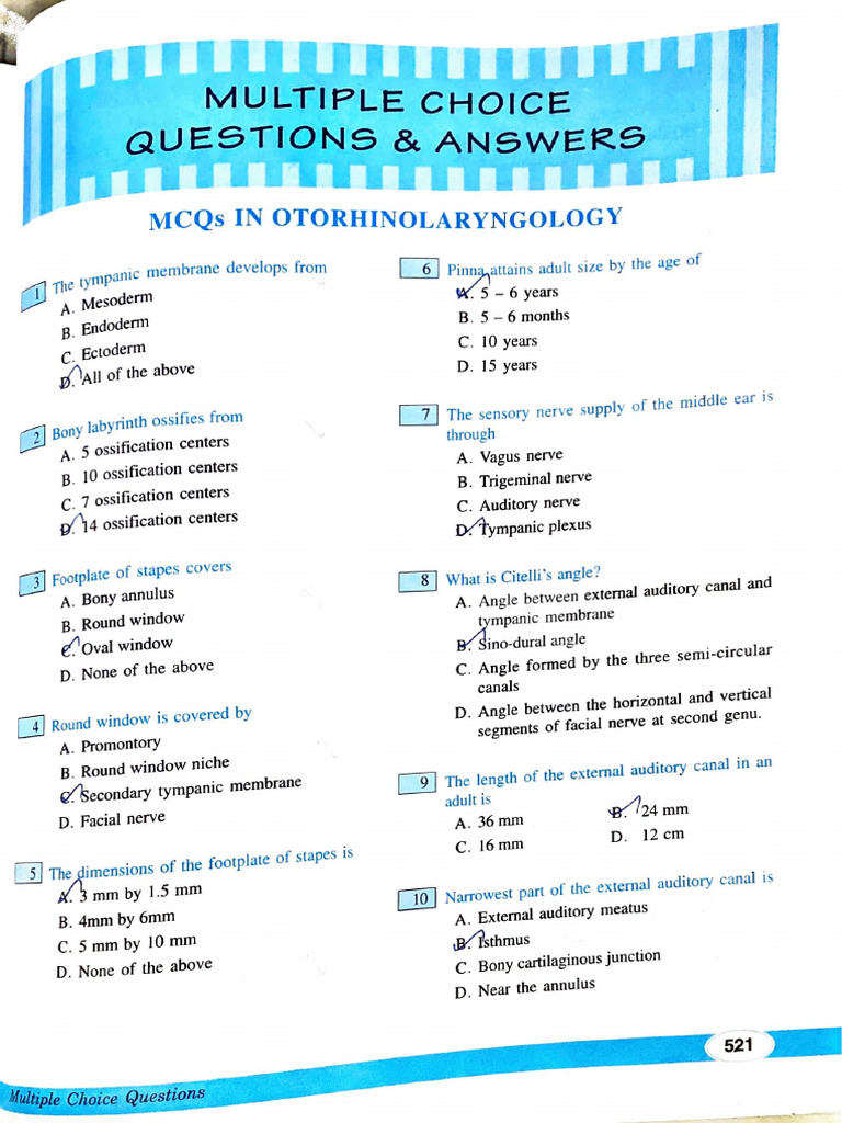 Ent Ramalingam Mcqs | PDF | Ear | Human Head And Neck