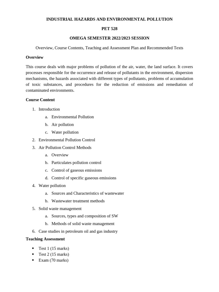 PET 528 Course Compact | PDF