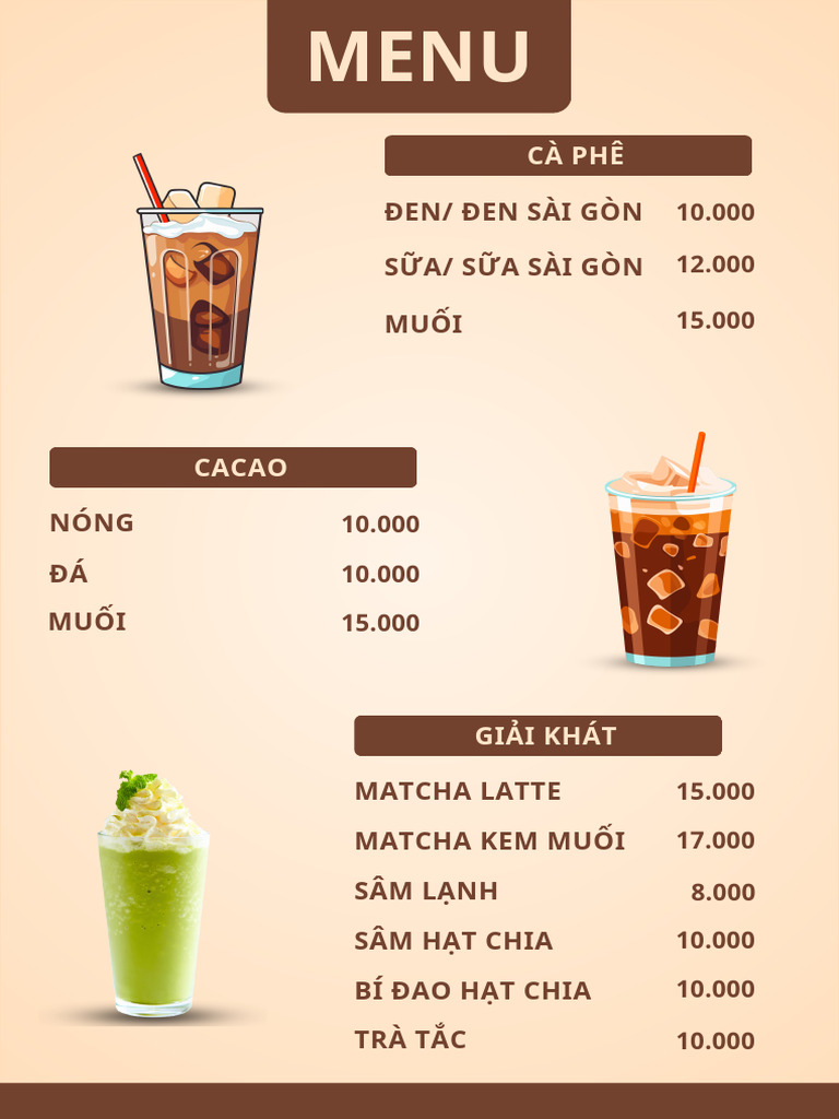 Brown and Beige Modern Illustrative Coffee Shop Menu | PDF