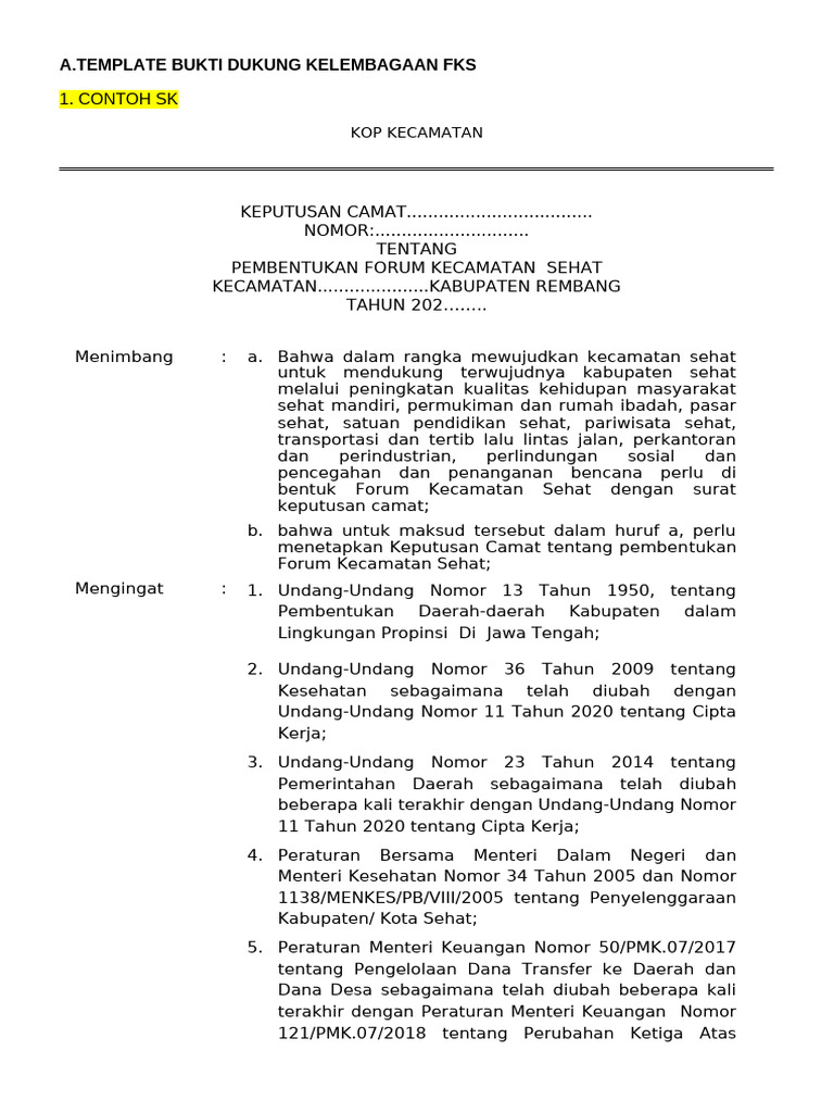 TEMPLET KELEMBAGAAN FKS Dan FKD Dalam RDS Fix | PDF