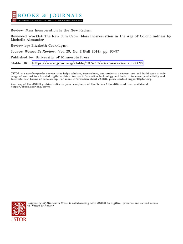 New Jim Crow | PDF | Incarceration In The United States | Society Of ...