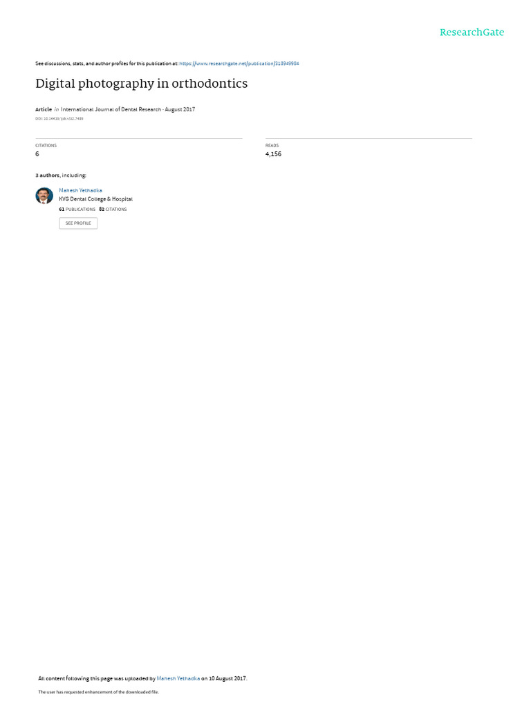 Digital Photography in Orthodontics | PDF | Digital Camera | Camera