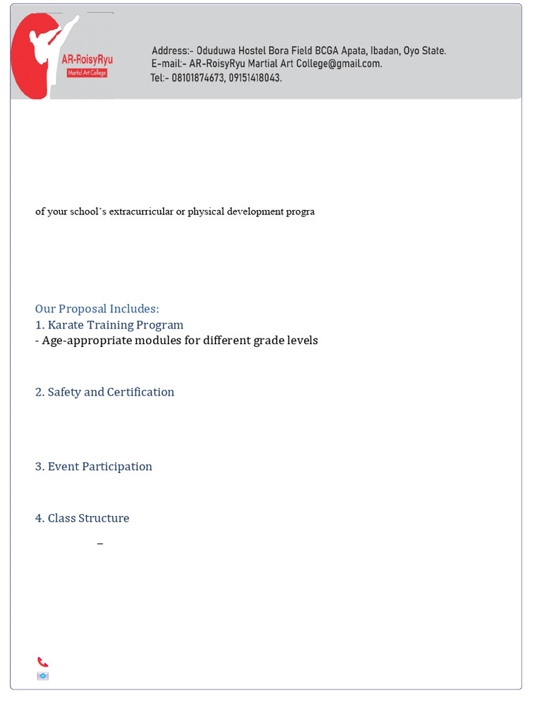 Karate Training Proposal for Schools | PDF