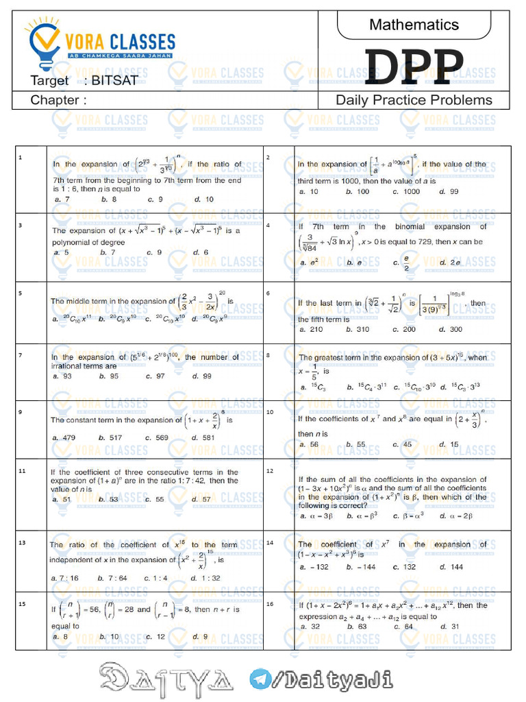 Binomial Theorem Ques | PDF