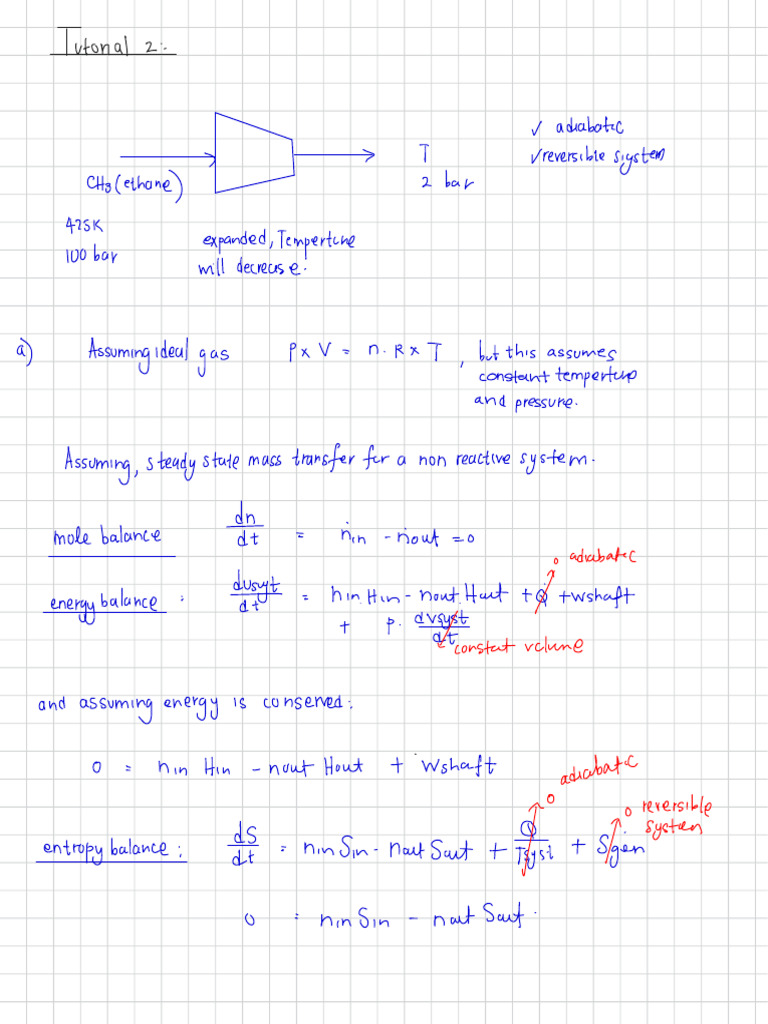 Tut 2 - Adiabatic Expander Ethane - Departure Function | PDF | Quantity | Mathematical Physics