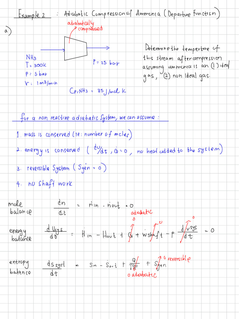 Ex2 Departure Function - Adiabatic Compression of Ammonia (Ideal - Non Ideal) | PDF | Physics ...