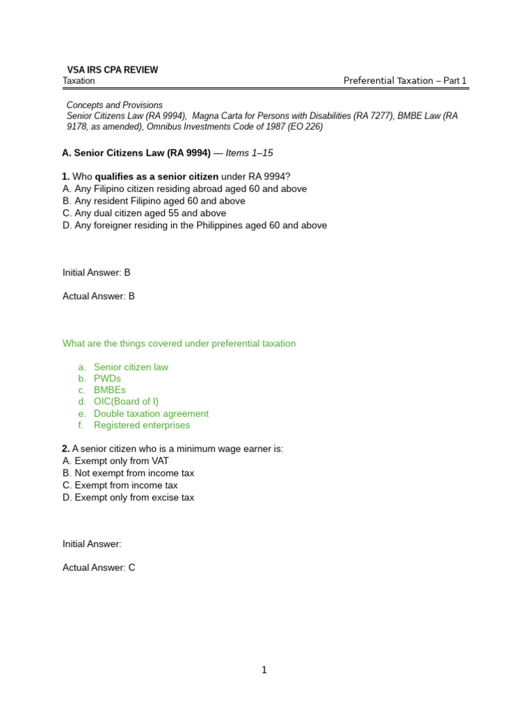 Senior Citizens and PWD Tax Benefits Guide | PDF | Taxes | Double Taxation
