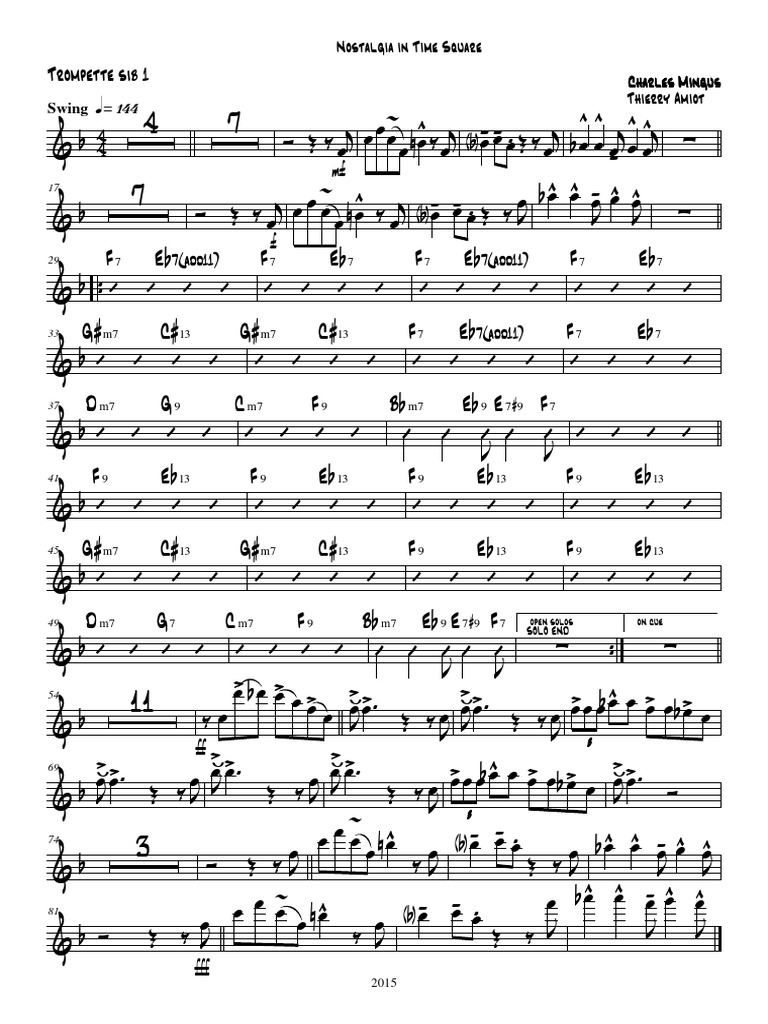 Nostalgia in Time Square - Trompette Sib 1 | PDF