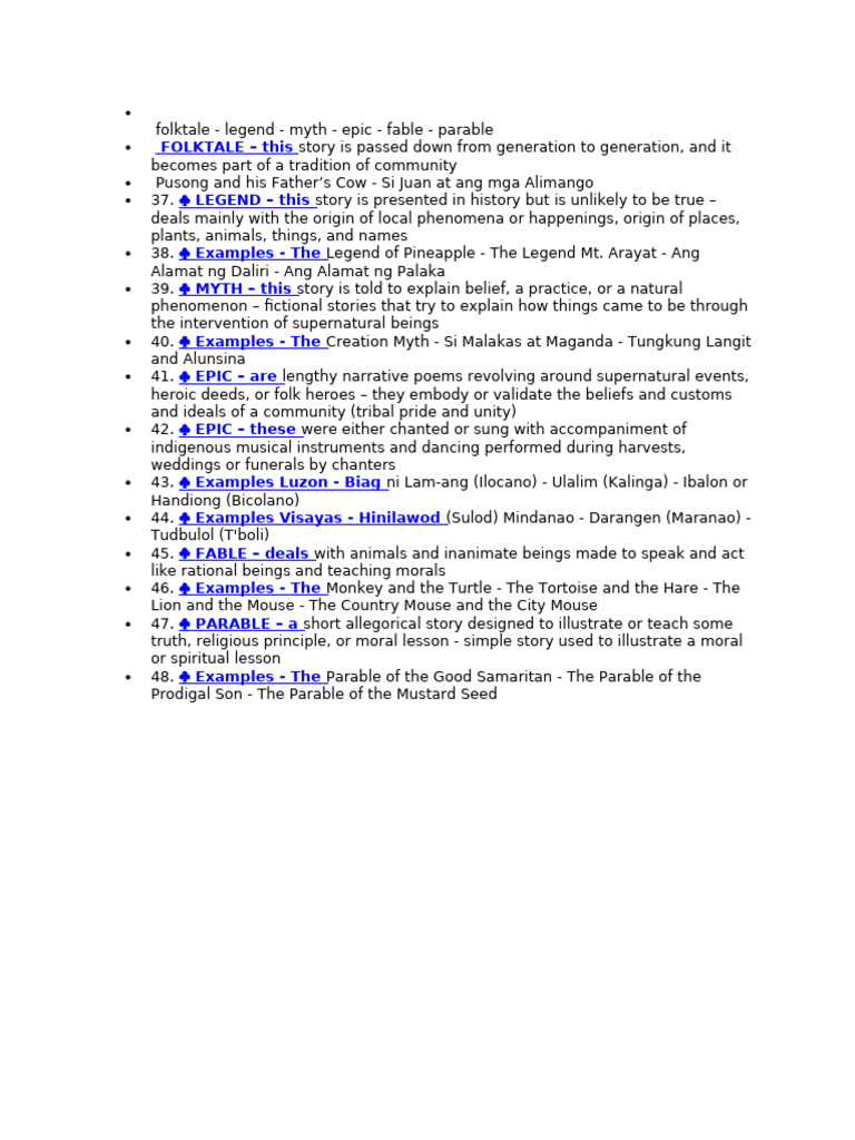 Types of Folktales and Their Examples | PDF