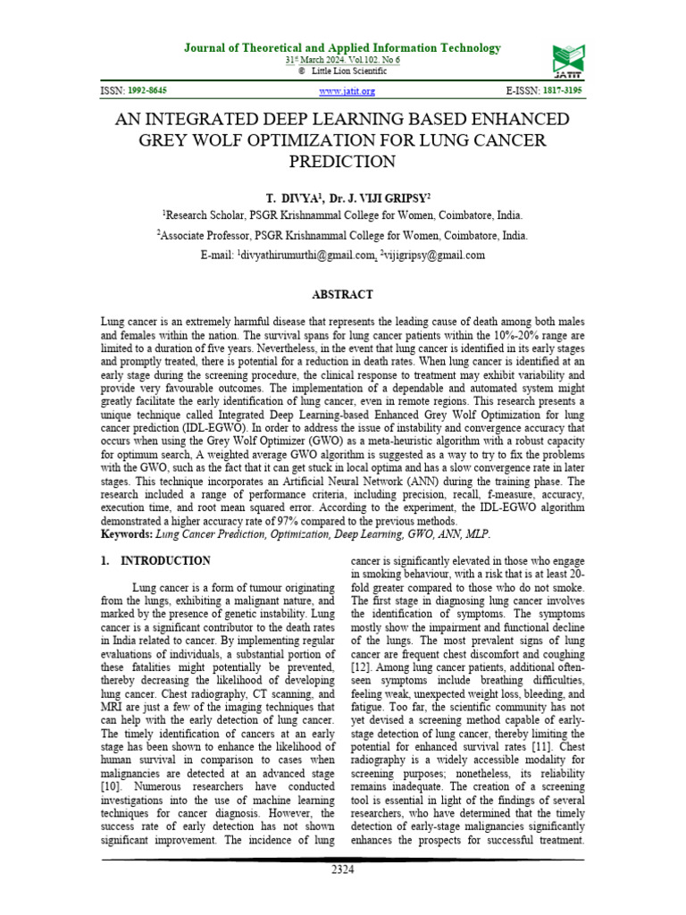 Deep Learning for Lung Cancer Prediction | PDF | Mathematical ...